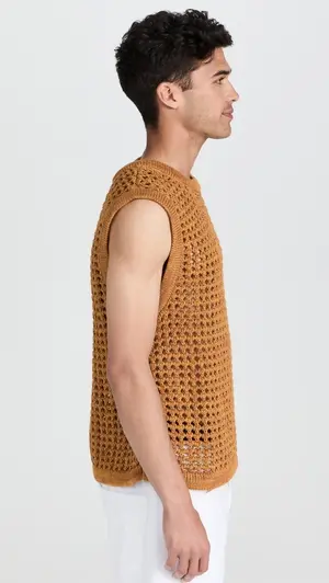 Nicholas Daley Crochet Vest In Orange Mustard - 70% Off | Editorialist